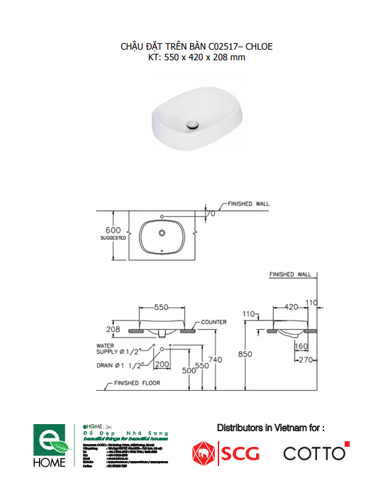 Chậu COTTO C02517 - Vật Tư Hoàn Thiện