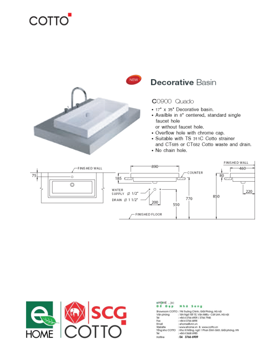 Chậu COTTO C0900 - Vật Tư Hoàn Thiện