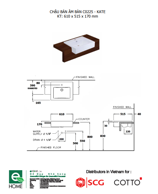 Chậu COTTO C0225 - Vật Tư Hoàn Thiện