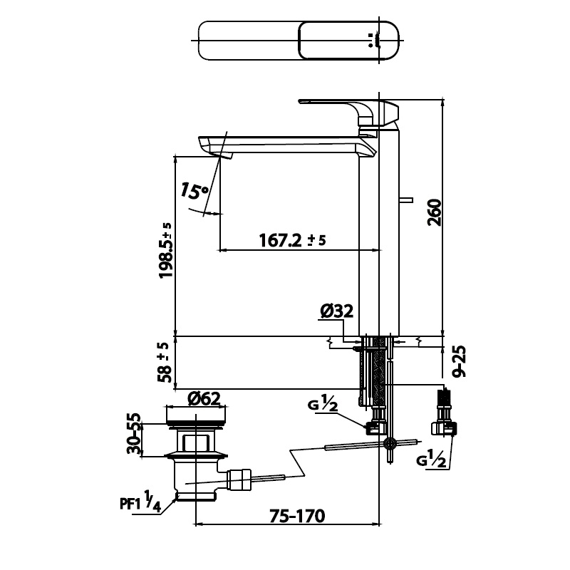 Vòi lavabo COTTO CT2124AY#BL nóng lạnh - Vật Tư Hoàn Thiện